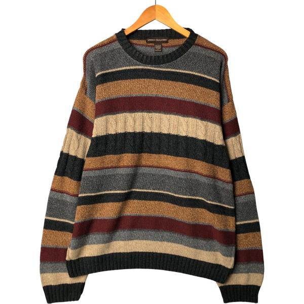 【コンディション】ランク：C【サイズ】着用感：メンズL表記サイズ：L着丈：68cm身幅：59.5cm肩幅：64.5cm袖丈：62.5cm【商品詳細】商品名：古着 LIBERTY SWEATERS 総柄 コットンニットセーター USA製 メン...