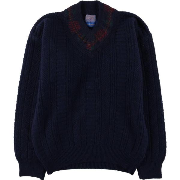 【コンディション】ランク：C【サイズ】着用感：メンズM表記サイズ：M着丈：59cm身幅：50cm肩幅：51cm袖丈：57cm【商品詳細】商品名：古着 70年代 PENDLETON Country Traditionals Vネック ウールニ...