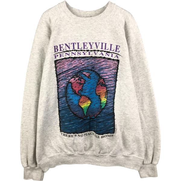 【コンディション】ランク：B【サイズ】着用感：メンズXL表記サイズ：XLARGE着丈：60.5cm身幅：64cm裄丈：88cm袖丈(脇下計測)：55cm【商品詳細】商品名：古着 SANTEE SWEATS プリントスウェットシャツ トレーナ...