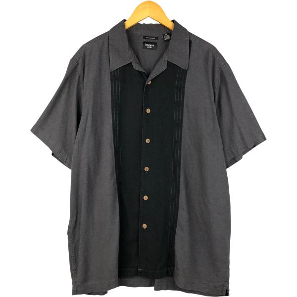 【コンディション】ランク：B【サイズ】着用感：メンズXXL表記サイズ：XXL着丈：81cm身幅：66cm肩幅：52cm袖丈：26cm【商品詳細】商品名：古着 ハガー haggar. ツートン 半袖 オープンカラー リネンシャツ ボックスシャ...