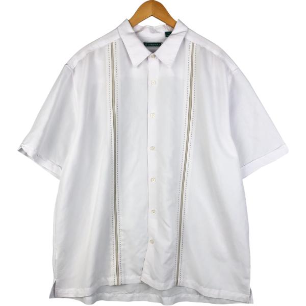 【コンディション】ランク：C【サイズ】着用感：メンズXXL表記サイズ：XXL着丈：78cm身幅：68cm肩幅：52cm袖丈：27cm【商品詳細】商品名：古着 CUBAVERA 半袖 オープンカラー メキシカンシャツ キューバシャツ メンズX...