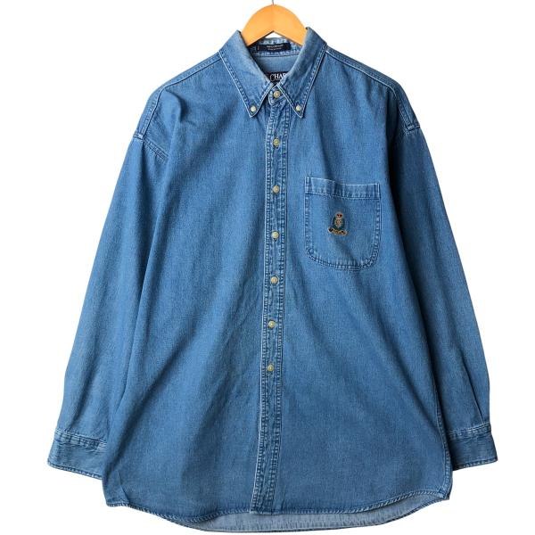 【コンディション】ランク：C【サイズ】着用感：メンズL表記サイズ：L着丈：87cm身幅：64cm肩幅：55cm袖丈：59cm【商品詳細】商品名：古着 ラルフローレン Ralph Lauren CHAPS チャップス 長袖 ボタンダウンデニム...