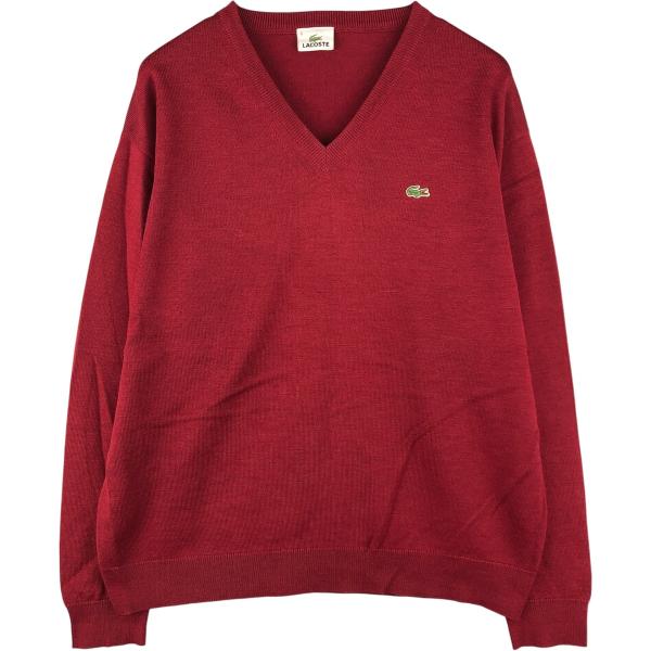 【コンディション】ランク：C【サイズ】着用感：メンズXL表記サイズ：6着丈：64.5cm身幅：61.5cm肩幅：50cm袖丈：58.5cm【商品詳細】商品名：古着 ラコステ LACOSTE Vネック ニットセーター 6 メンズXL相当 ヴィ...