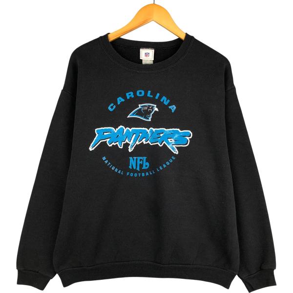 【コンディション】ランク：B【サイズ】着用感：メンズL表記サイズ：L着丈：64.5cm身幅：60.5cm肩幅：56.5cm袖丈：56cm【商品詳細】商品名：古着 NFL CAROLINA PANTHERS カロライナパンサーズ プリントスウ...