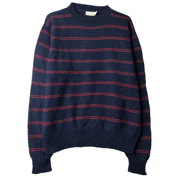 【コンディション】ランク：C【サイズ】着用感：メンズL表記サイズ：L着丈：63cm身幅：56cm肩幅：48cm袖丈：63.5cm【商品詳細】商品名：古着 Creighton ボーダー柄 ウールニットセーター メンズL相当 /eaa59639...