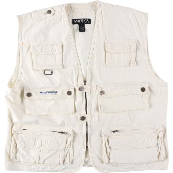 【コンディション】ランク：C【サイズ】着用感：メンズL表記サイズ：L着丈：62cm身幅：60cm肩幅：48cm【商品詳細】商品名：古着 ペリーエリス PERRY ELLIS AMERICA フィッシングベスト メンズL相当 /eaa6020...