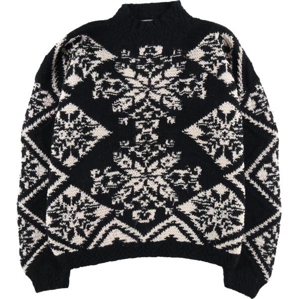 【コンディション】ランク：C【サイズ】着用感：レディースL表記サイズ：L着丈：56cm身幅：58cm肩幅：62.5cm袖丈：52cm【商品詳細】商品名：古着 90年代 CAPE ISLE KNITTERS スノー柄 雪柄 ハイネック ノルデ...