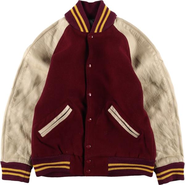 【コンディション】ランク：C【サイズ】着用感：メンズM表記サイズ：38着丈：58cm身幅：51.5cm裄丈：76.5cm袖丈(脇下計測)：39cm【商品詳細】商品名：古着 80年代 CAPLAN'S SPORT SHOP 袖革ウールボタンス...