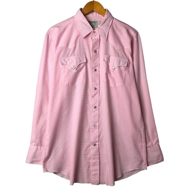 【コンディション】ランク：C【サイズ】着用感：メンズL表記サイズ：16 1/2-34着丈：80.5cm身幅：60.5cm肩幅：49cm袖丈：61cm【商品詳細】商品名：古着 エイチバーシー H BER C ギンガムチェック 長袖 ウエスタン...