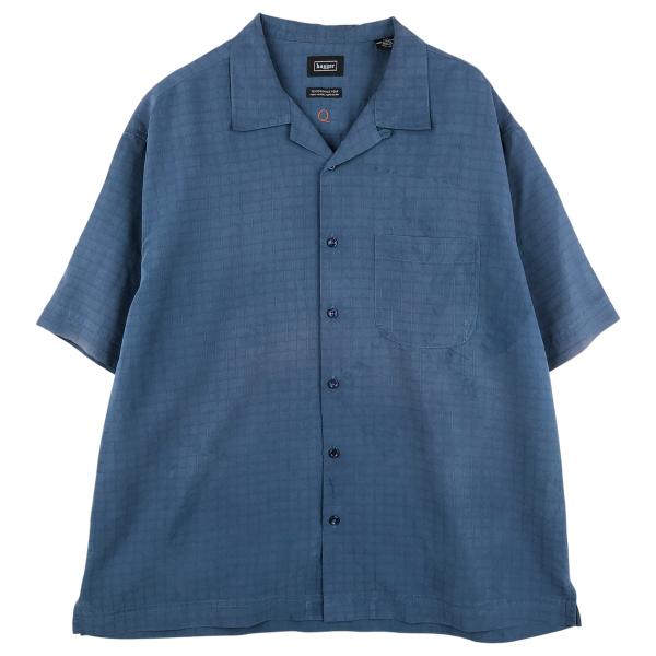 【コンディション】ランク：C【サイズ】着用感：メンズL表記サイズ：L/G着丈：74cm身幅：62cm肩幅：53cm袖丈：26cm【商品詳細】商品名：古着 ハガー Haggar チェック柄 半袖 オープンカラー レーヨンシャツ ボックスシャツ...