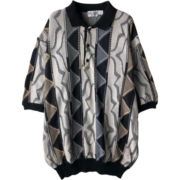 【コンディション】ランク：C【サイズ】着用感：メンズXL表記サイズ：XL着丈：69cm身幅：62cm肩幅：54cm袖丈：31cm【商品詳細】商品名：古着 90年代 St. Croix 総柄 半袖 ハーフボタンポロニットセーター USA製 メ...