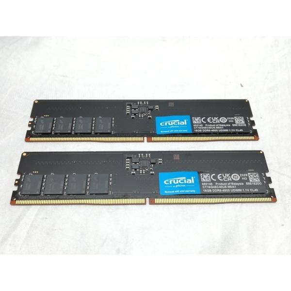 ■分類：メモリー■ランク：中古■メーカー：DDR5■製造番号：E8E1E2DC E8E1E2CE■備考：Crucial (CT2K16G48C40U5) 付属品：箱■保証期間：１週間■注意事項：お客様のモニター発色の具合によって、実際の商品...