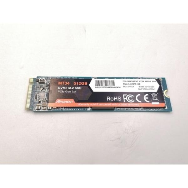 ■分類：SSD■ランク：中古■メーカー：各社■製造番号：511220304089000436■備考：MMOMENT MT34 MT34512G 付属品：本体のみ■保証期間：１週間■注意事項：お客様のモニター発色の具合によって、実際の商品と色...