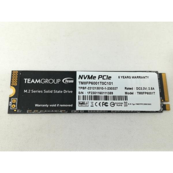 ■分類：SSD■ランク：中古■メーカー：各社■製造番号：1F2301160111359■備考：TEAMGROUP MP33 M.2 PCIe SSD 1TB  （型番：TM8FP6001T0C101） 付属品：本体のみ■保証期間：１週間■注...