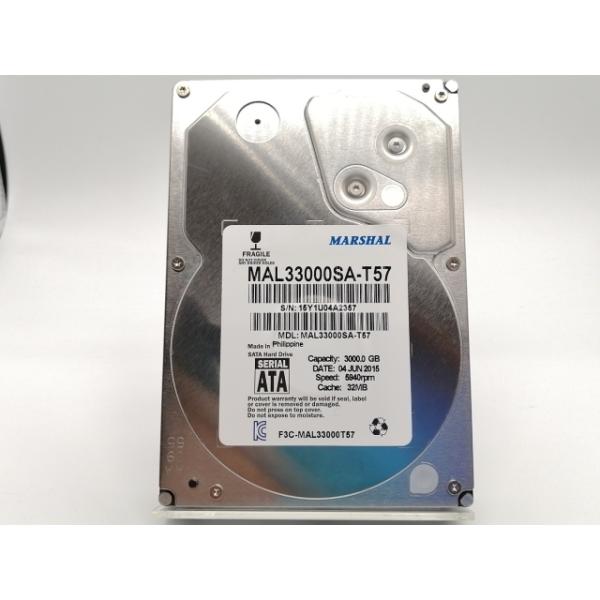 ■分類：3.5インチ 内蔵型SATA HDD■ランク：中古■メーカー：各社3.5インチSerialATA■製造番号：15Y1U04A2357■備考：メーカー：MARSHAL 型番：MAL33000SA-T57 付属品：本体のみ■保証期間：１...