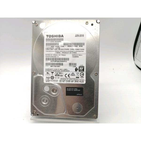 ■分類：3.5インチ 内蔵型SATA HDD■ランク：中古■メーカー：TOSHIBA■製造番号：68A4YLVASW3E■備考：付属品：本体のみ■保証期間：１週間■注意事項：お客様のモニター発色の具合によって、実際の商品と色合いが異なる場合...