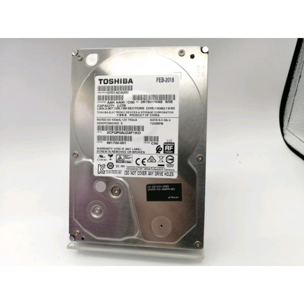 ■分類：3.5インチ 内蔵型SATA HDD■ランク：中古■メーカー：TOSHIBA■製造番号：281S0VWASW3E■備考：付属品：本体のみ■保証期間：１週間■注意事項：お客様のモニター発色の具合によって、実際の商品と色合いが異なる場合...