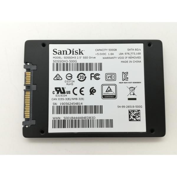 ■分類：SSD■ランク：中古■メーカー：各社2.5SSD■製造番号：190562454814■備考：メーカー：SanDisk 型番：SDSSDH3-500G 付属品：本体のみ■保証期間：１週間■注意事項：お客様のモニター発色の具合によって、...