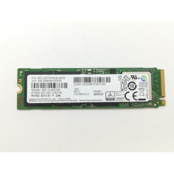 ■分類：SSD■ランク：中古■メーカー：各社■製造番号：S4C2NB0M100535■備考：メーカー：SAMSUNG 型番：MZVLB2T0HMLB-00000 付属品：本体のみ■保証期間：１週間■注意事項：お客様のモニター発色の具合によっ...