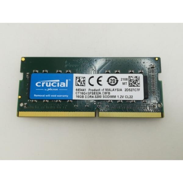 ■分類：メモリー■ランク：中古■メーカー：260PIN■製造番号：7C7F■備考：メーカー：Micron/Crucial 型番：CT16G4SFS832A.C8FB■保証期間：１週間■注意事項：お客様のモニター発色の具合によって、実際の商品...