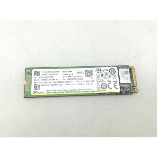 ■分類：SSD■ランク：中古■メーカー：各社■製造番号：2J5K■備考：電源投入回数：57回/使用時間：5時間(05月時点)SKhynix HFS256GEJ9X-10BN付属品：本体のみ■保証期間：１週間■注意事項：お客様のモニター発色の...