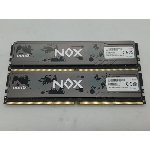 ■分類：メモリー■ランク：中古■メーカー：DDR5■製造番号：NOX 1539 1540■備考：Apacer NOX DDR5 Black 片面計8枚 付属品：パッケージ■保証期間：１週間■注意事項：お客様のモニター発色の具合によって、実際...