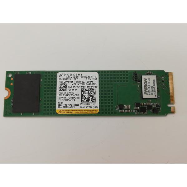■分類：SSD■ランク：中古■メーカー：各社■製造番号：23023F83A52B■備考：Micron MTFDKBA256TFK 付属品：本体のみ■保証期間：１週間■注意事項：お客様のモニター発色の具合によって、実際の商品と色合いが異なる場...