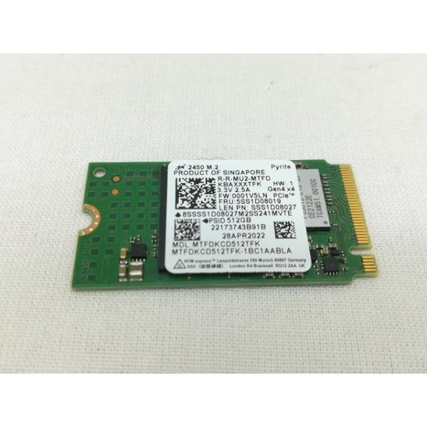 ■分類：SSD■ランク：中古■メーカー：各社■製造番号：22173743B91B■備考：メーカー：Micron型番：MTFDKCD512TFK■保証期間：１週間■注意事項：お客様のモニター発色の具合によって、実際の商品と色合いが異なる場合が...