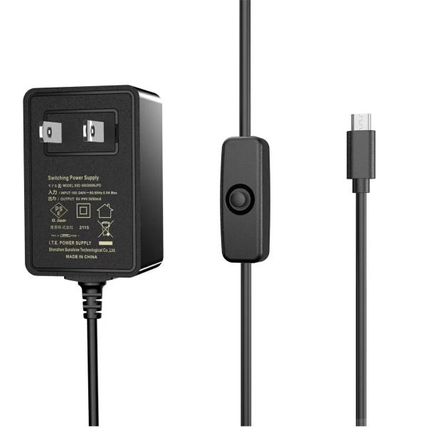 商品番号il-5v仕様・1：電源スイッチ付き：電源オン/オフ・2：出力：DC 5V 3A 　入力: AC100-240V・3：マイクロUSB、ケーブル長：150cm・4：Raspberry Pi 3 Model B B+ A+ &amp; ...