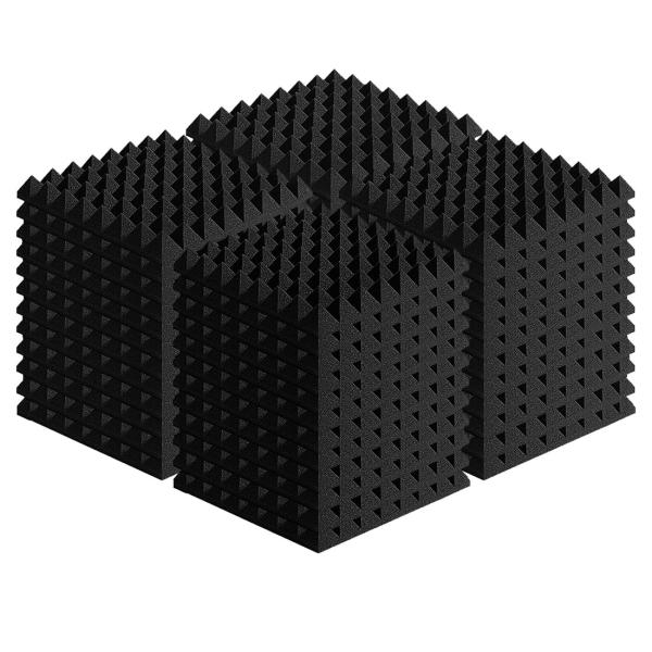 ・素材：ウレタン・サイズ：縦50*横50*厚さ5cm・カラー：ブラック/グレー・パッケージ内容：吸音材*48・【加工し易い】：カッターナイフ等で必要なサイズに合わせて切断出来る施工性は非常に優れております。壁を壊れないように、養生テープと両...