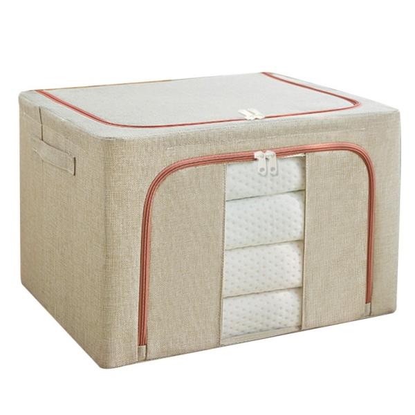 ・素材：綿、麻【サイズ】・組み立て時：幅50*奥行40*高さ33cm・取り出し口サイズ：(上部)縦35*横41cm、(前面)縦28*横38cm・折り畳みサイズ：幅50*奥行40*厚み2cm・重量：約824g・タイプ：側面窓無し・カラー：ブル...