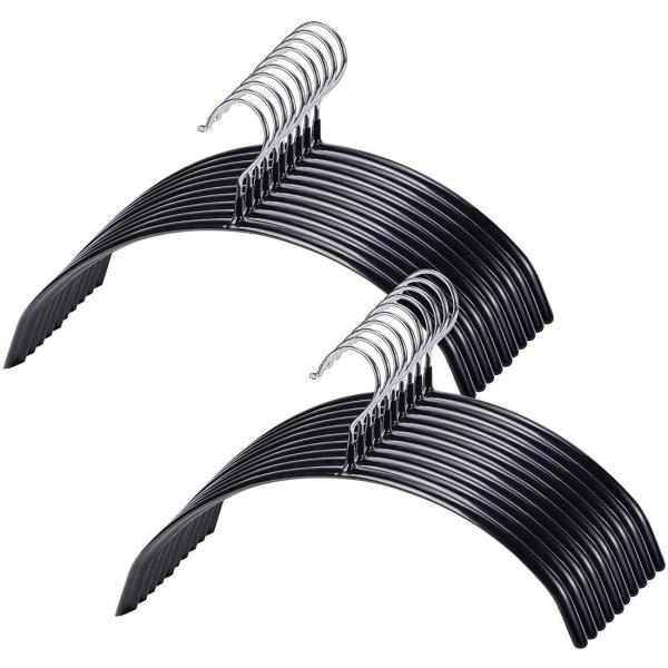 ・素材：スチール、PVC・サイズ：高さ20*幅43*厚さ1.5cm・重量：一つあたり 約60g・色：ブラック/ホワイト・パッケージ内容：ハンガー*20・【高品質すべらないハンガー】本ハンガーは、工業製品で良く使われてるPVC素材を採用してい...