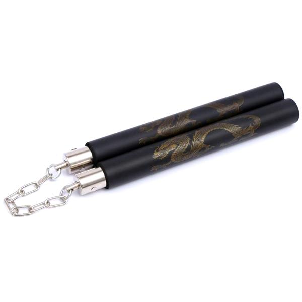 ・素材：芯/PVC、スポンジ/EVA素材・片方あたりのサイズ：直径3.3*長さ29cm・チェーン長さ：16cm・全長（広げた長さ）：75cm・重量：150g・色：ブラック・対象：こども〜大人・弾力のあるスポンジで作られており、体にあたっても...