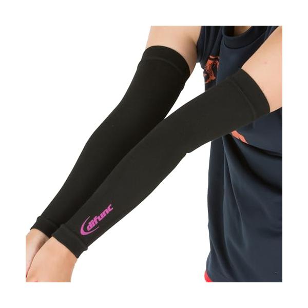 サイズひじ頭周り：S/22~26cm、M/24~28cm、L/26~30cm、丈：38cmカラー：ブラック、ブラック×ピンク、ブラック×ゴールド、ブラック×ターコイズ、ブラック×パープル素材：レーヨン、ポリウレタン、ナイロン日本製、左右兼用...