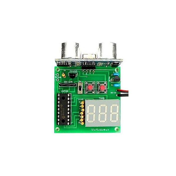 ■回路説明超音波センサーモジュールHC-SR04を使った超音波距離計です。マイコンの命令によりHC-SR04は超音波を発射して、対象物からの反射波が届くまでの時間を計測してマイコンに出力しますマイコンは入力時間を距離に換算して7セグメントに...