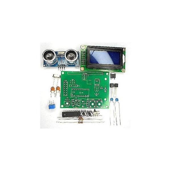 ■回路説明超音波センサーモジュールHC-SR04を使った超音波距離計です。マイコンの命令によりHC-SR04は超音波を発射して、対象物からの反射波が届くまでの時間を計測してマイコンに出力しますマイコンは入力時間を距離に換算してLCDに数値を...