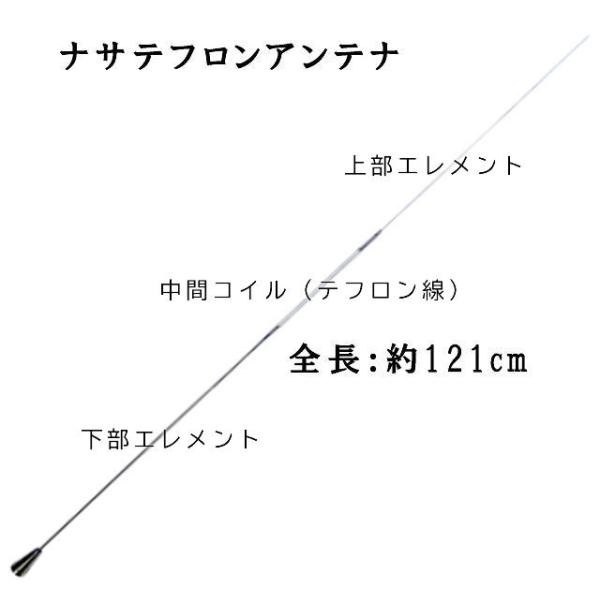 ナサテフロンアンテナ200W28MHz〜30MHz帯用 ナサテフロンアンテナ重量130ｇ　全長約1,200mm　コイル部分：テフロン線調整棒ステンレス　耐入力200W 最大SSB　新型ナサテフロンアンテナ登場