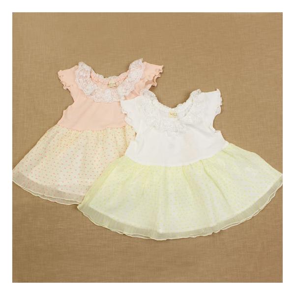 キッズズー Kid's zoo　スカートとドッキングしたチュニックです。女の子らしい、フリルとレースがポイントです。