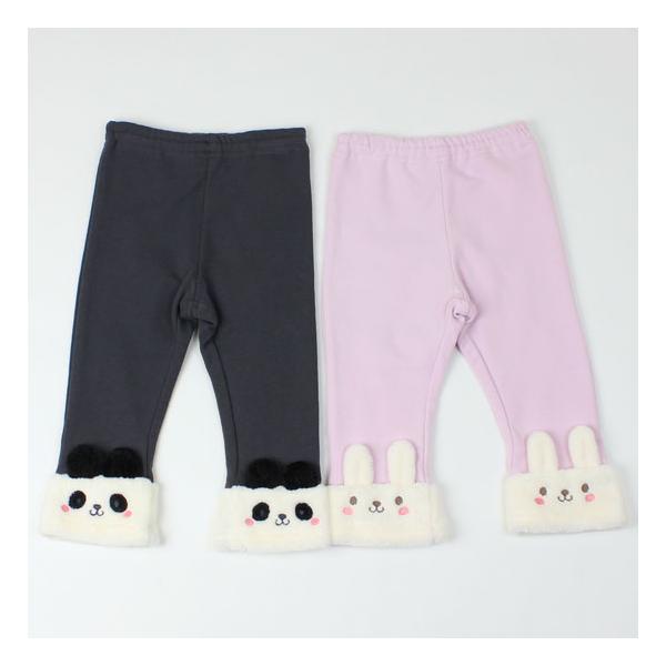 キッズズー Kid's zoo　裾のボア部分が、パンダとウサギモチーフになっている可愛らしいレギンスです。