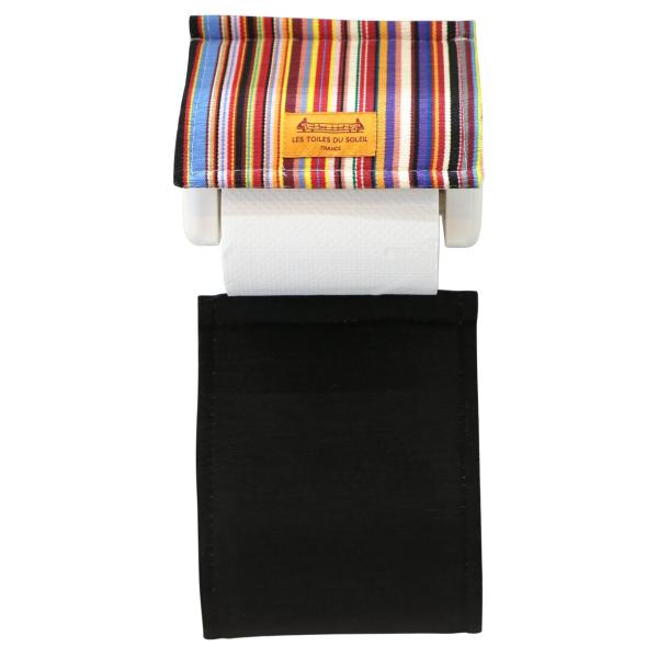 Les Toiles Du Soleil（レトワール デュ ソレイユ）トイレットペーパーホルダーカバー 1品＊画像に掲載されているスリッパ等は別売です。レ・トワール・デュ・ソレイユの定番ストライプ柄をプリントしたトイレットペーパーホルダーカ...