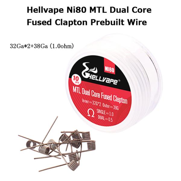 Hellvape Ni80 MTL Dual Core Fused Clapton Prebuilt Wire 32Ga*2+38Gaヘルベイプ プリビルドコイル 10個入 電子タバコ VAPEHellvape Ni80 MTL Dual ...