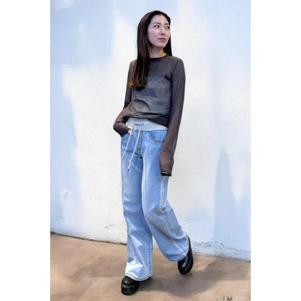 ◆話題沸騰中のデニムブランド、INDIMARK(インディマーク)から、INDKNIT レディース サイドライン ワイドパンツ アイスブルー WK007のご紹介です。★インディマークから新シリーズ“INDKNIT(インディニット)”が登場♪★...