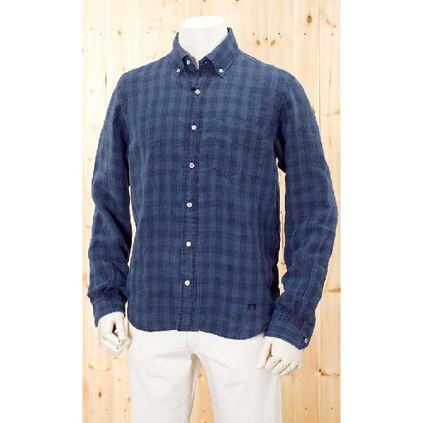 ブランド＝McGREGOR(マクレガー）品番＝113-17-3158スタイル＝ボタンダウン麻チェックシャツ、ドラゴン刺繍入り素材＝麻100％　 製品バイオ洗いカラー＝49) NAVYサイズ＝M.L.LL