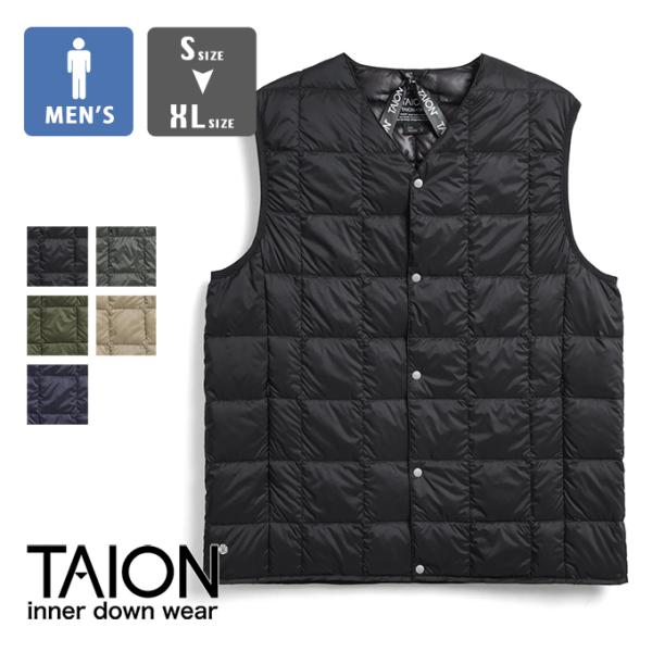 TAIONの定番、ベーシックインナーダウンは、ジャケットやコートの下に着るのはもちろん、Tシャツ・シャツ・パーカーなどの上にも気軽に羽織れる、軽くて暖かく着回しやすいシンプルなデザインが特徴です。Ｖネックの首元はシャープでスッキリとした印象...