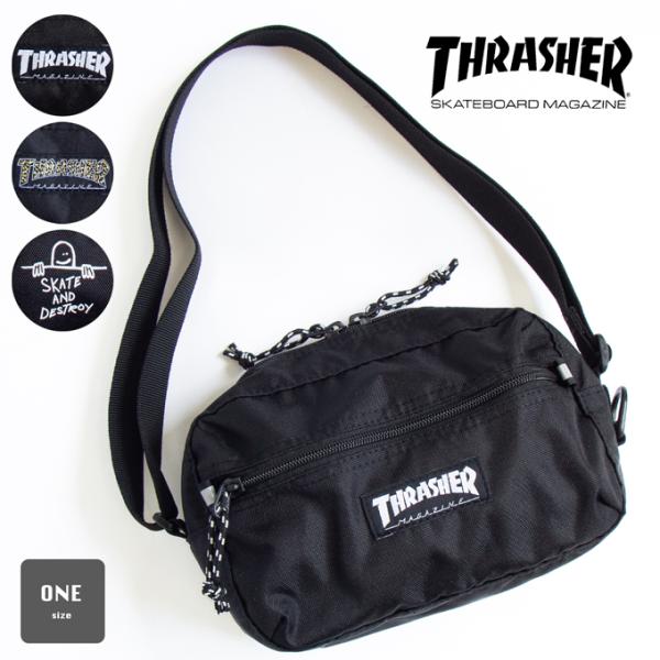 スケーターブランドの代表格"THRASHER"から横型のミニショルダーバッグの登場少量の荷物の日にピッタリなシンプルデザインのミニショルダーバッグ。撥水加工を施した生地を使用しているので、雨の日でも安心。リフレクターテープがついたループを取...