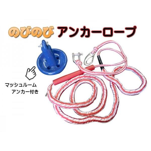 水上バイク・小型ボート用のアンカーロープセットです。 ●のびのびアンカーロープ伸縮性のある伸びるアンカーロープですので、船体を常時引き付け サスペンションの役割を致しますので絡みにくく、アンカーのホールド性が上がります。シャクルはステンレス...