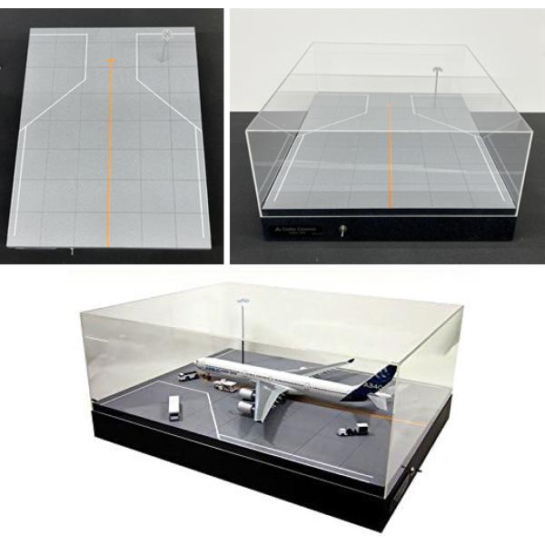 ■弊社とは旧知である高円寺の有能な模型製作職人の手による企画・製作品です。■DeltaGrooveのRoteiro4-03(1機用の駐機場）です。■上部のアクリルケースを含む全体サイズ；高さ:２００mm ・奥行:５００mm（スイッチの突起を...