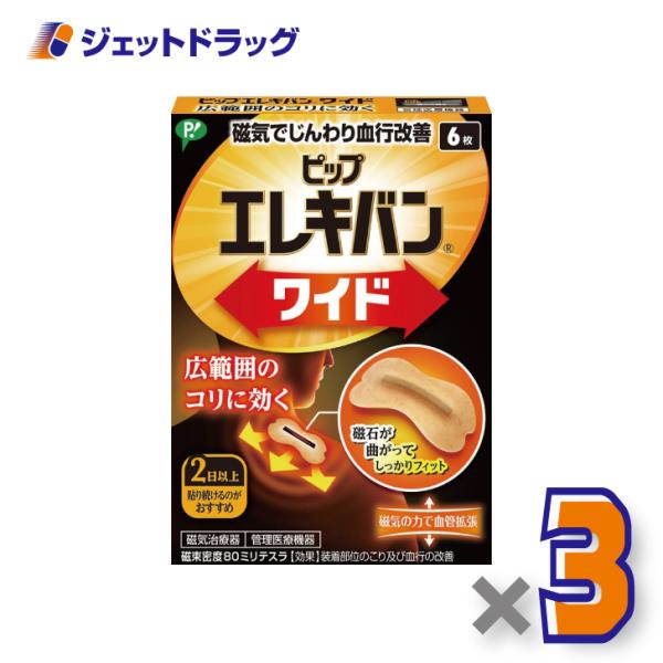 【医療機器】ピップ エレキバンワイド 6枚 ×3個 (680455)