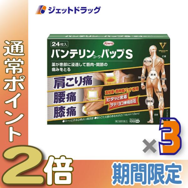 【第2類医薬品】バンテリンコーワパップＳ 24枚 ×3個 ※セルフメディケーション税制対象商品 (264100)