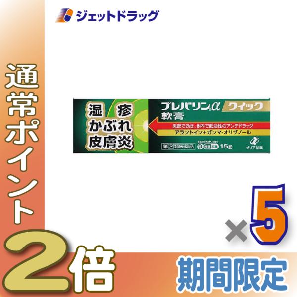 【指定第2類医薬品】プレバリンαクイック軟膏 15g ×5個 ※セルフメディケーション税制対象〔湿疹〕